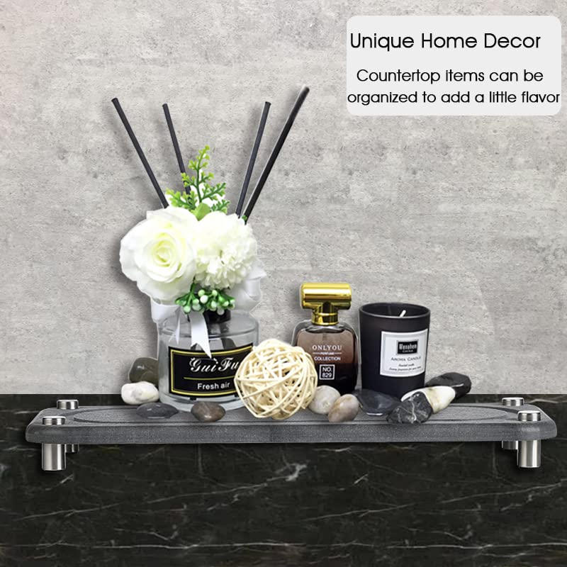 FLYWAKE Instant Dry Sink Organizer, Diatomite Stone Sink Caddy for Kitchen Bathroom Counter Fast Water Absorbing (Grey 2pcs)