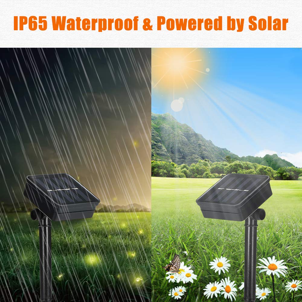 Decdeal Solar String Lights, 46ft 120 LED Rope Light 8 Modes Warm White Lights for Party Garden Home Festival Decoration