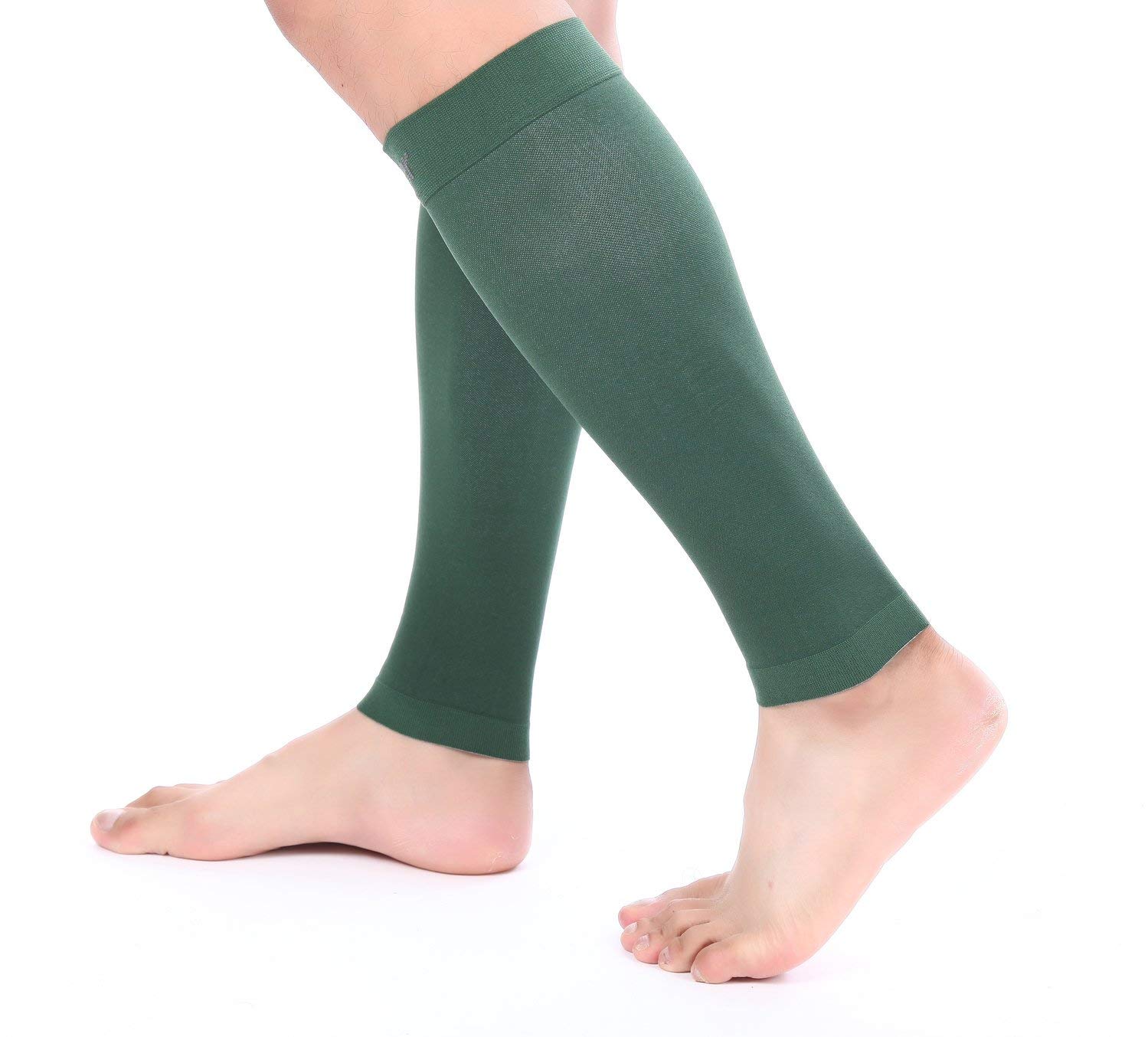 Doc Miller Compression Calf Sleeve for Men & Women, Premium Medical Grade, 20-30mmHg Graduated Support for Running, Calf Tear, Shin Splints, Knee High, Dark Green Calf Sleeves, Small Size, 2 Pair
