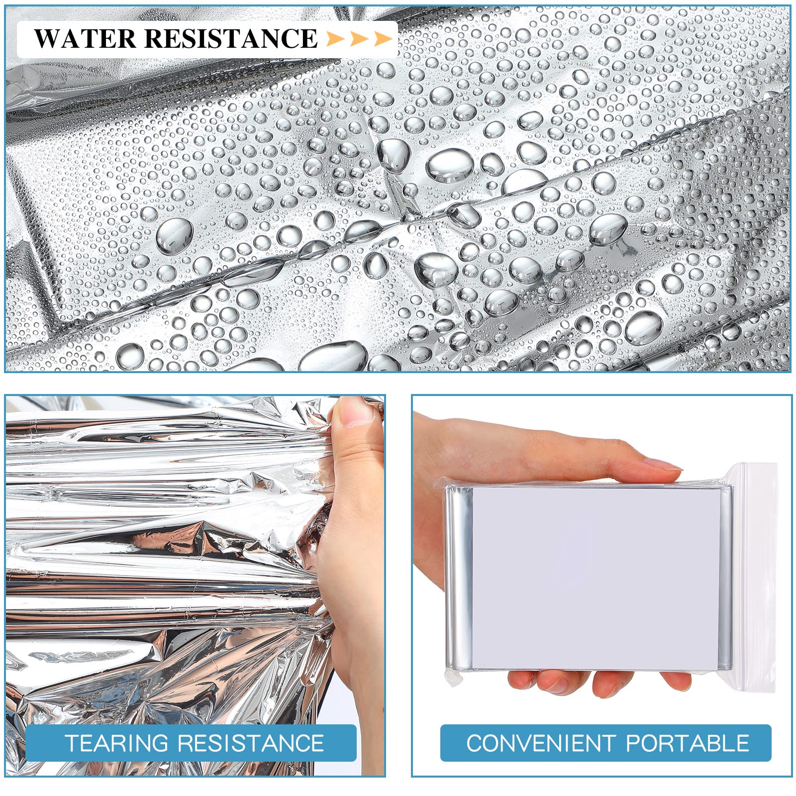Macarrie 100 Pack Emergency Thermal Blankets Silver Foil Survival Blanket Space Blanket Survival Kit for Outdoors, Camping, Hiking, Homeless, Survival or First Aid (Silver)