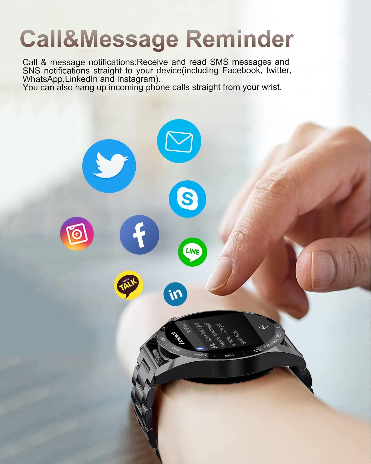 FOXBOX Smart Watches for Men with Bluetooth Calls,1.32'HD Touch Screen Fitness Tracker for Android and iOS Phones Compatible with Heart Rate Stopwatch Message Push,IP67 Waterproof Smart Watch(Black)