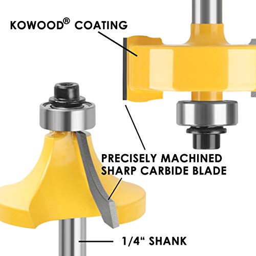 KOWOOD Router Bits Sets of 35B Pieces 1/4 Inch T Shape Wood Milling Cutter