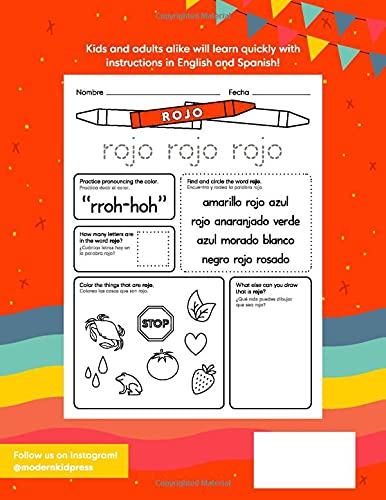 The Spanish Workbook for Kids: A Fun and Easy Beginner's Guide to Learning Spanish for Kids Grades K-5: Learn the Alphabet, Numbers, Colors, Shapes, Senses, Seasons and Other Essential Concepts