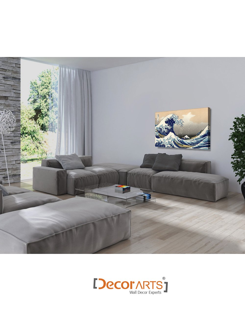 DECORARTS - The Great Wave off Kanagawa, Katsushika Hokusai Classic Art Reproductions. Giclee Canvas Prints Wall Art for Home Decor. 30x20