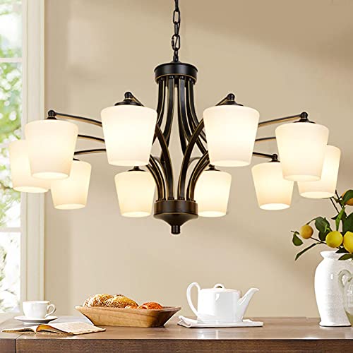 Guugoo Ceiling Hanging Light, Luxury Iron Pendant Light Modern Large Ceiling Lamp 8 (Color : Black Gold, Size : 8)