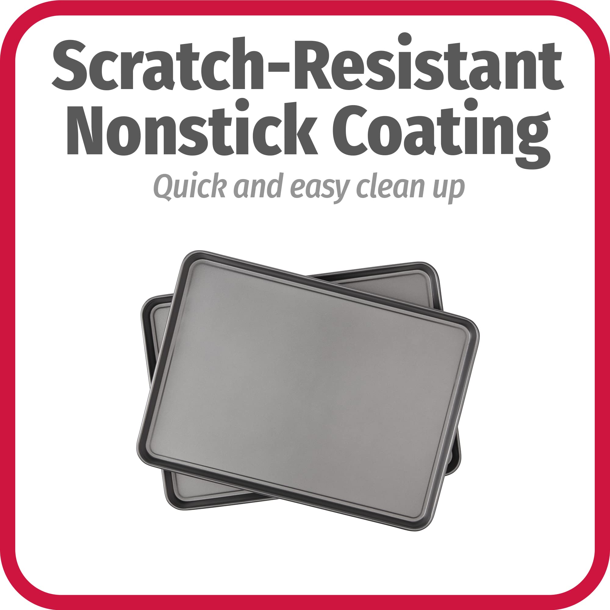 GoodCook Dishwasher Safe Nonstick Steel XL Cookie Sheet, 15'' x 21'', Gray, Set of 2