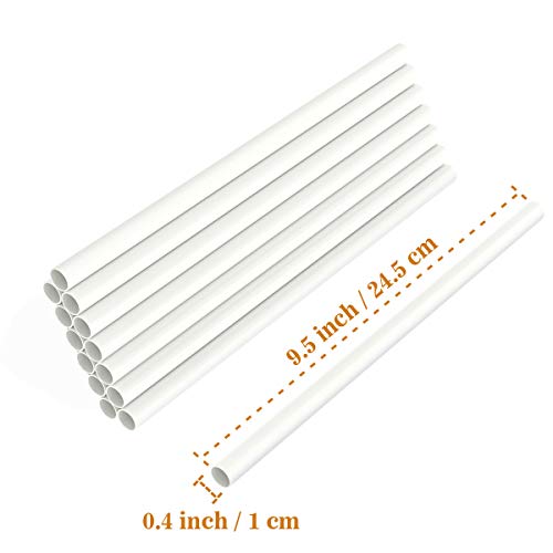 Losris White Plastic Cake Dowel Rods for Tiered Cake Supports 0.4 Inch Diameter Cake Sticks for Stacking Round Cake Straws (9.5inch-12pieces)