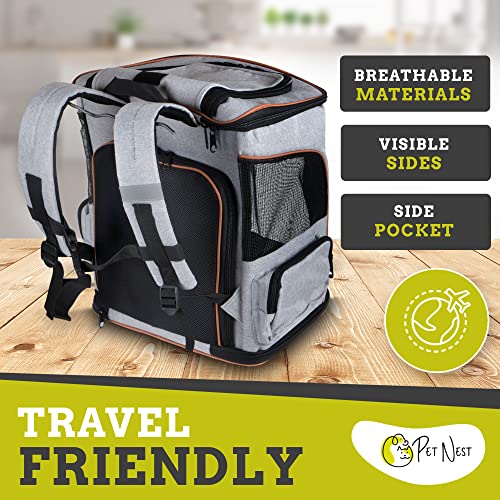 Pet Nest Expandable Pet Carrier Backpack for Cats, Dogs and Small Animals, Portable Pet Travel Carrier, Super Ventilated Design, Airline Approved, Ideal for Traveling/Hiking/Camping