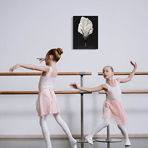 Pinetree Art Yoga Dance Room Wall Decor Black and White Ballet Dancers Poster Canvas Print Artwork for Girls Room Dance Studio Decoration (black and white, 12"x16")