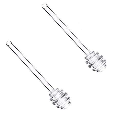 Glass Honey Dipper Sticks,Honey Dipper Spoons Stick Bee Honey Spoon Stirring Scooper For Durable Kitchen Honey Tools,2pcs