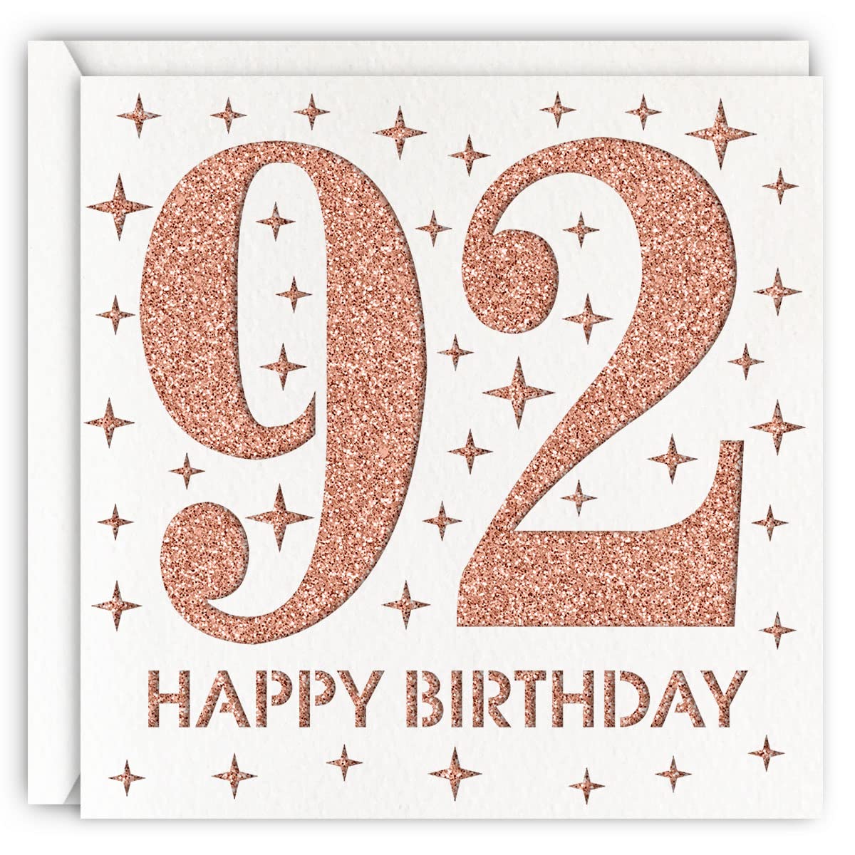 MAGJUCHE Rose Gold 92nd Birthday Card, Laser Cut Glitter Woman Age 92 Birthday Gift For Mother, Grandmother, Sister