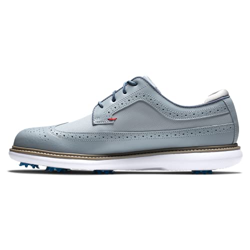 FootJoy Men's Traditions-Shield Tip Previous Season Style Golf Shoe, Grey/Grey/Red, 9 Wide