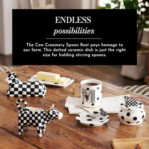 MACKENZIE-CHILDS Cow Creamery Spoon Rest, Spoon and Fork Holder, Cow Kitchen Decor