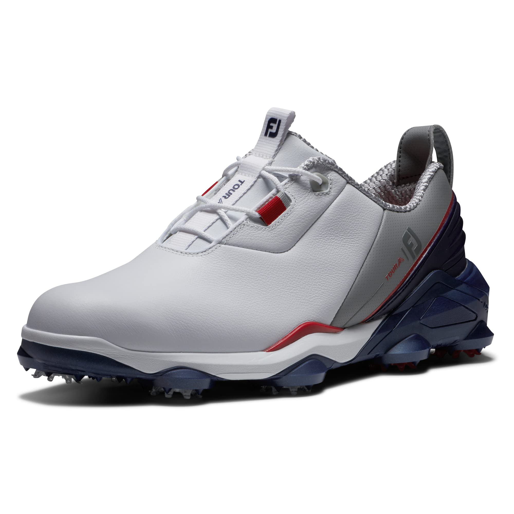 FootJoy Men's Tour Alpha Golf Shoe, White/Navy/Grey, 8.5 Wide