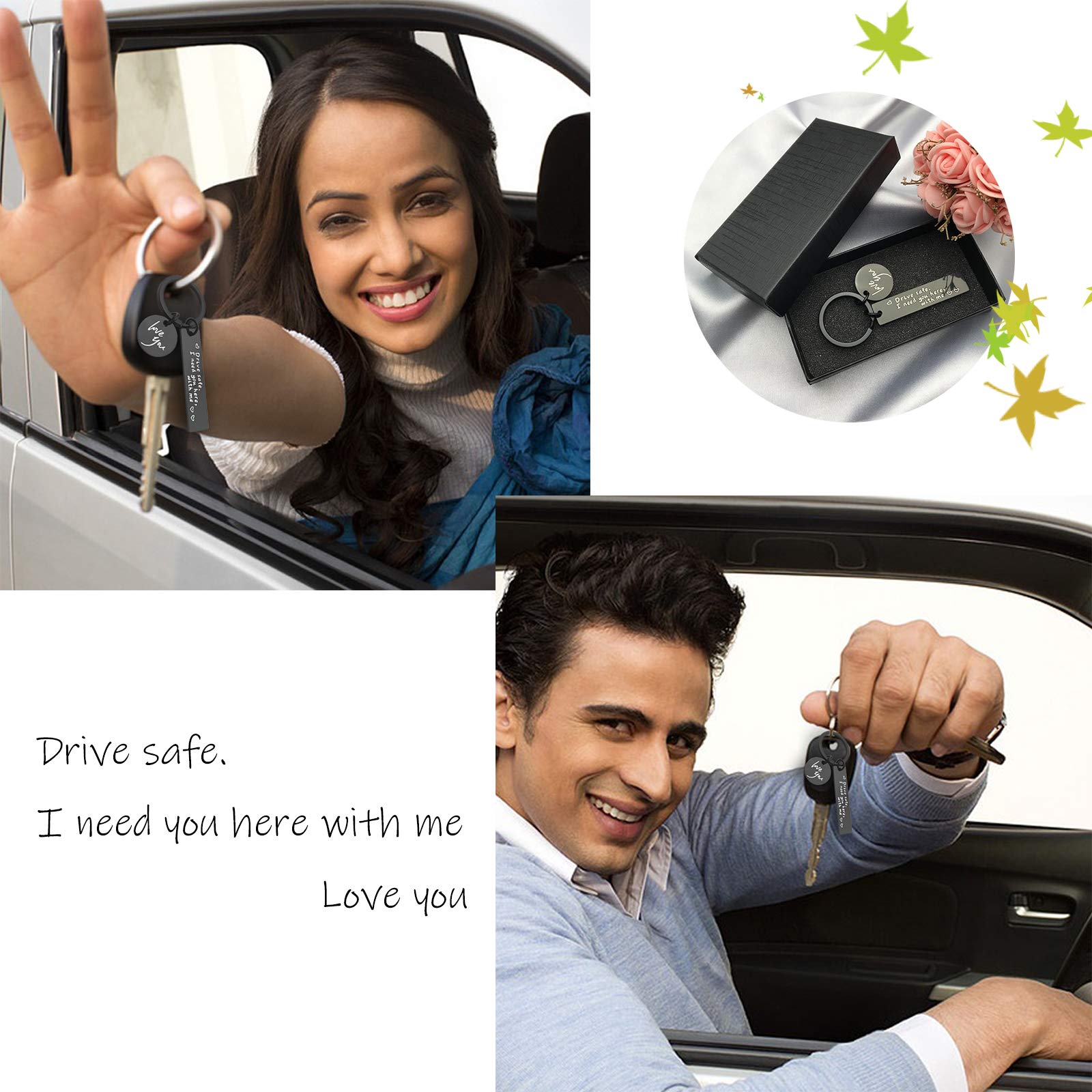 Drive Safe Keychain I Love You I Need You Here With Me Keychain Gifts for Boyfriend Husband Dad