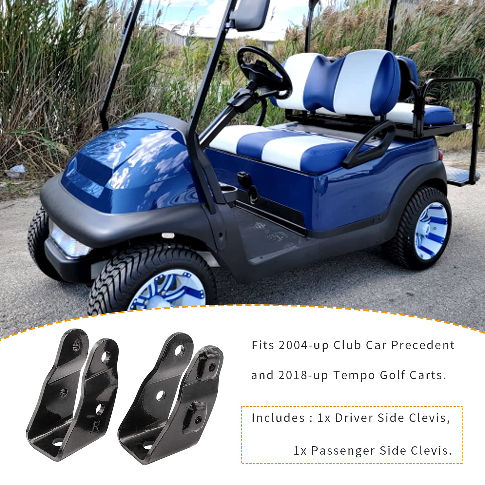 Drive-up Golf Cart Upper Clevis Assembly for Club Car Precedent 2004-Up and Tempo 2018-Up G&E Models Driver Side Passenger Side OEM 1022897-01, 1022896-01