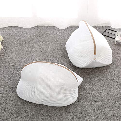 LOYALHEARTDY 2 Pack Mesh Wash Laundry Bags Sandwich Shoe Washing Laundry Bags Double-Layered Mesh Style with Premium Zipper(White)