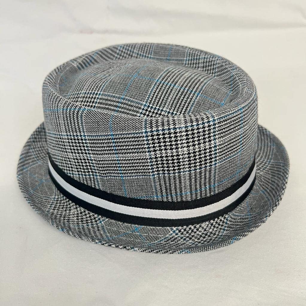 Grey Rude Boy Ska Pork Pie Hat with Contrasting Ribbon Band Detail| Size L/XL Approx. 59cm / 60cm | US Size 7 ½ | 100% Polyester | Unisex Pork Pie hat | Fedora Trilby Pork Pie Style