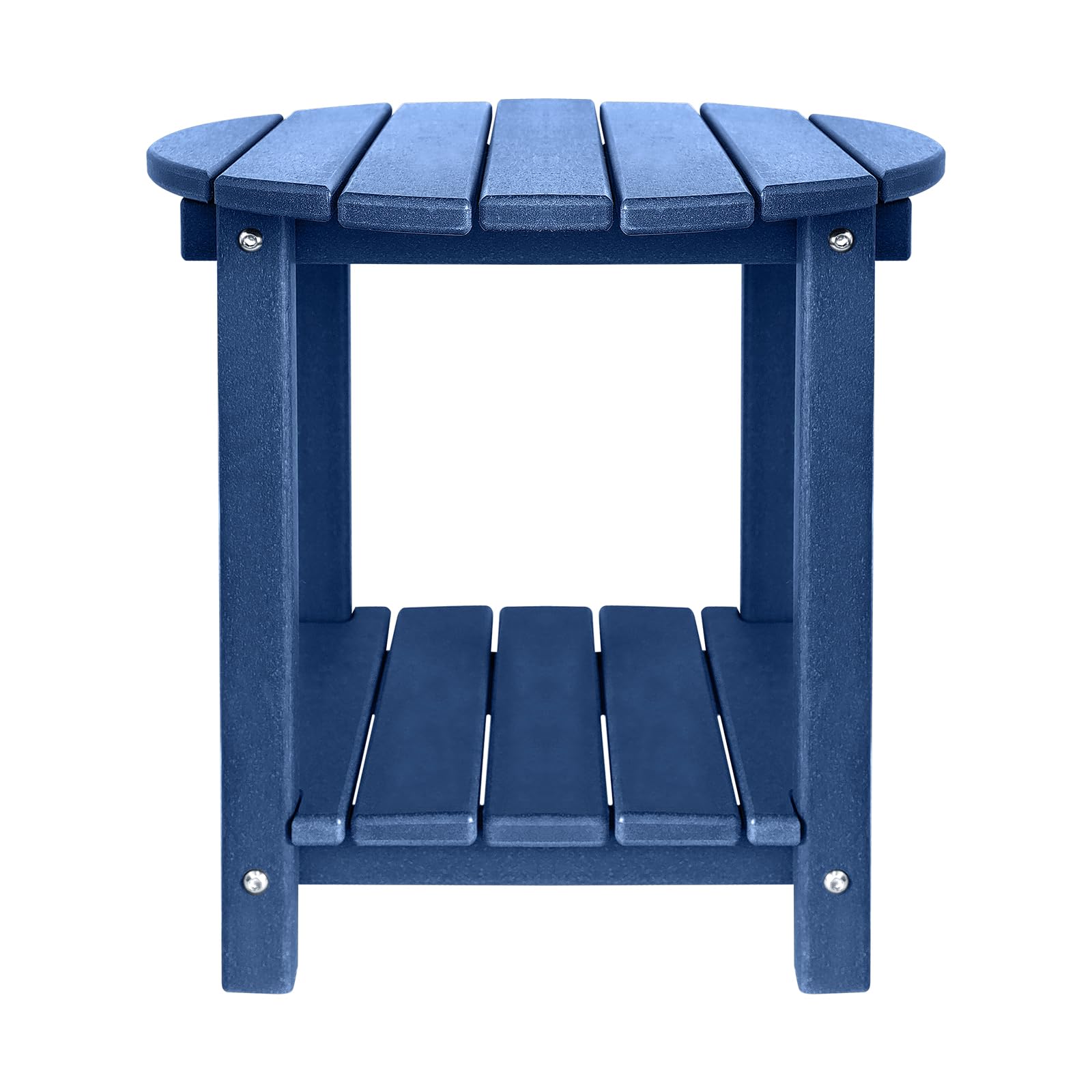 GARDENSTAR Adirondack Round Outdoor Side Table 2-Tier Storage Patio Side Table, HDPE End Tables for Backyard Pool Porch Garden Lawn (Blue)