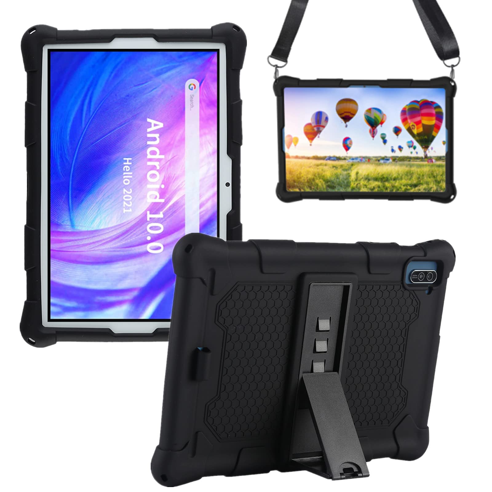 HminSen Case for Winsing 10.1 inch Android Tablet, Silicone Cover Compatible with Vastking KingPad K10,MEIZE, Lectrus, Wecool,TPZ 10 inch Tablet (Black)