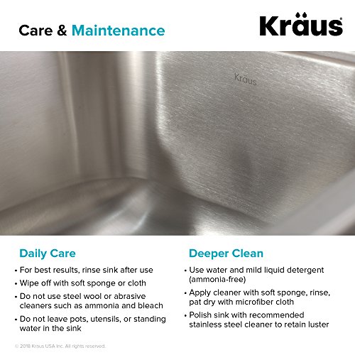 Kraus KBU11 20 inch Undermount Single Bowl 16 gauge Stainless Steel Kitchen Sink