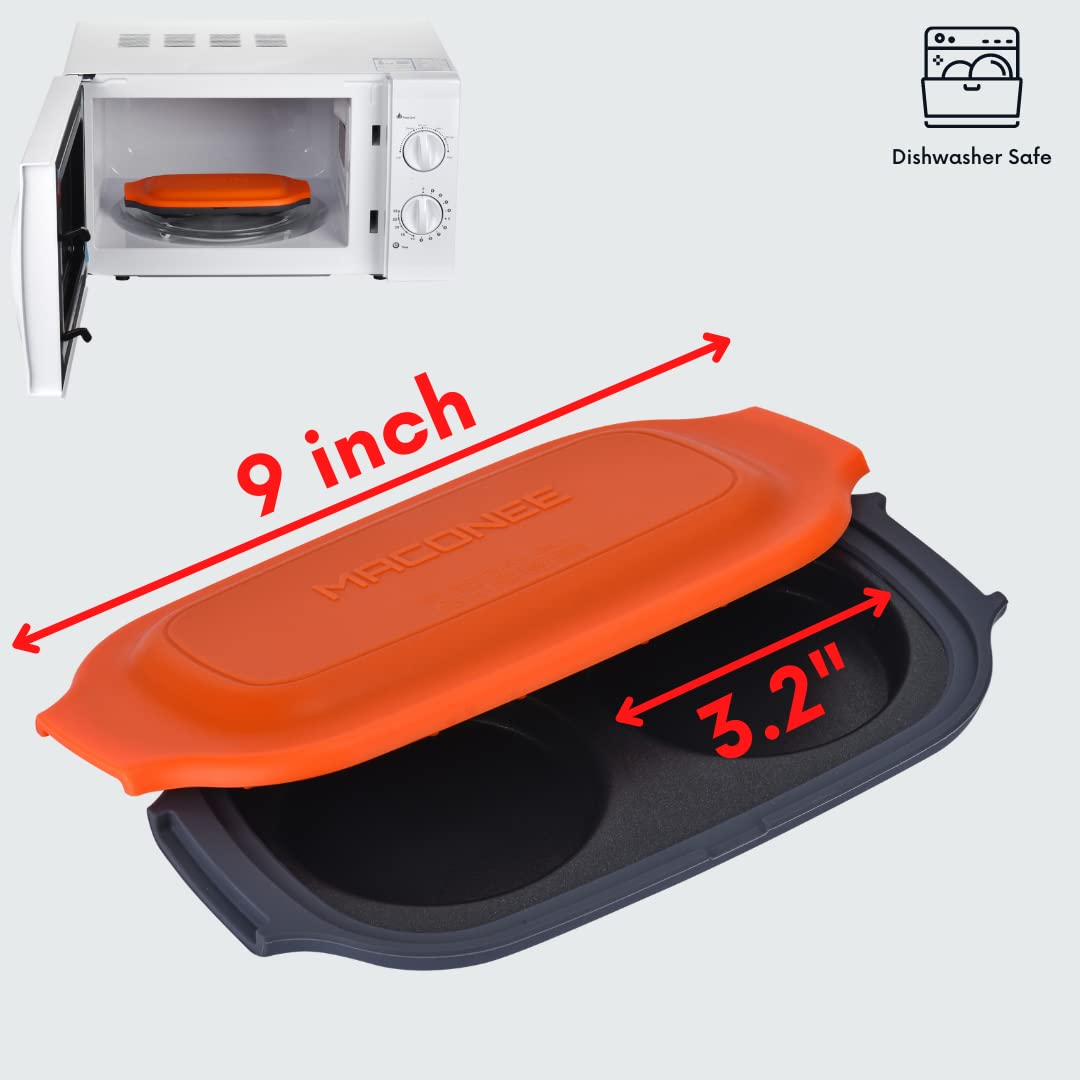 MACONEE Microwave Egg Fryer | Microwave Egg Cooker & Poacher for Breakfast Sandwiches | Microwave Maker for 2 Eggs Eggwich & Egg McMuffin | Dishwasher-Safe & BPA-free