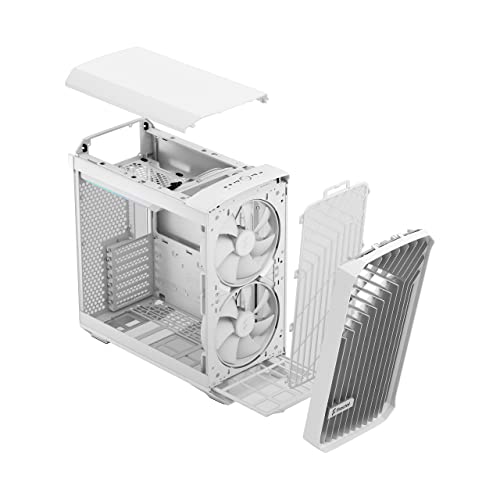 Fractal Design Torrent Compact RGB White - Clear Tint Tempered Glass Side Panel - Open Grille for Maximum air Intake - Two 180mm RGB PWM Fans Included - Type C - ATX Airflow Mid Tower PC Gaming Case