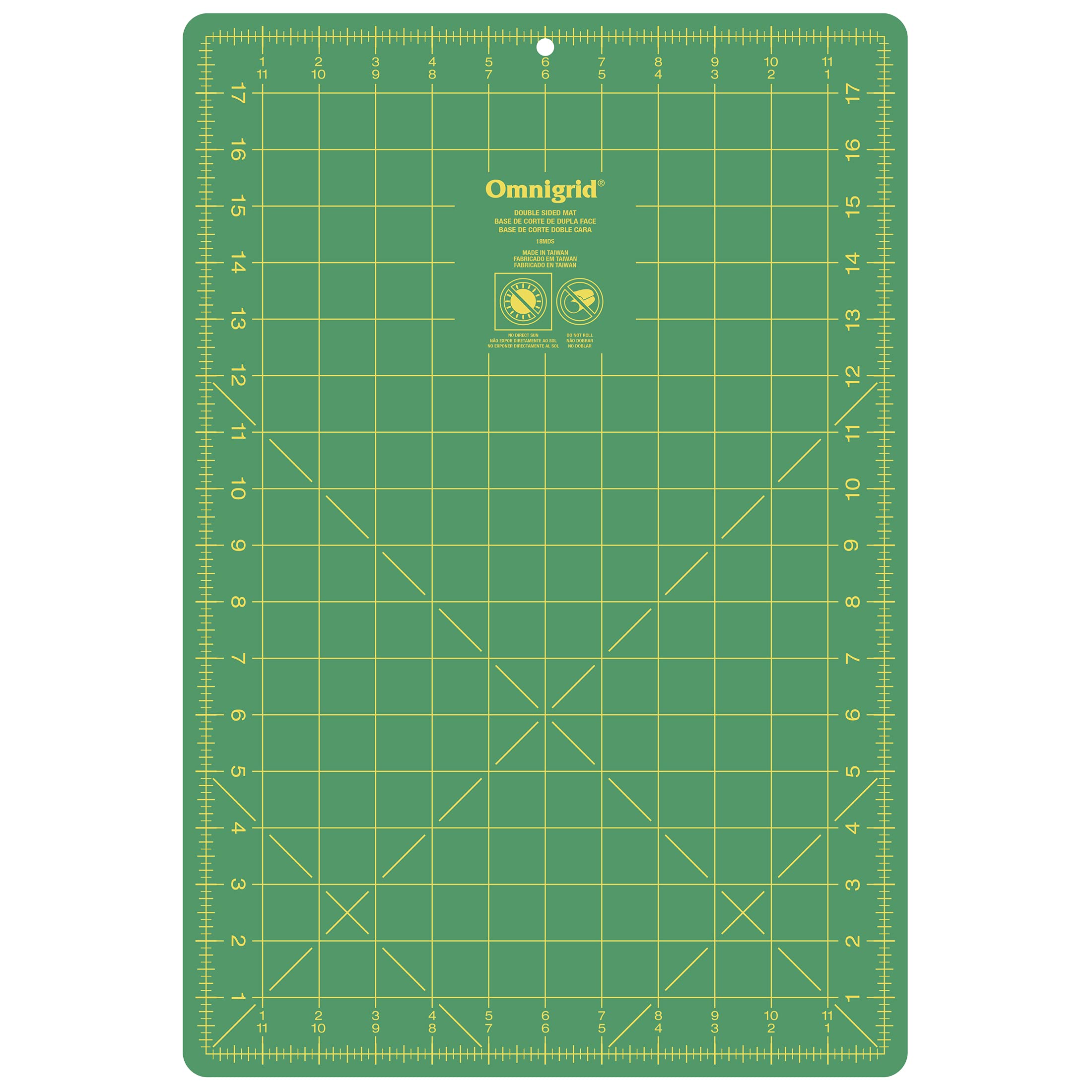 Dritz Omnigrid Double Sided Self-Healing 12x18 Cutting Mat, 12" x 18" 30cm x 45cm, Green