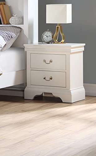 Petfu Modern Nightstand with 2 Drawers Solid Wood Bed Side Table End Table with Storage Classical Nightstand for Bedroom Living Room,White