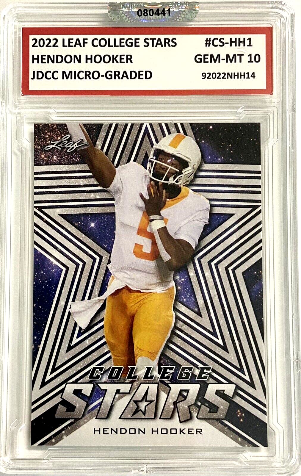 Hendon Hooker 2022 Leaf College Stars GEM-Mint 10β Redemption Rookie Card!