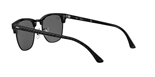 Ray-Ban RB3016 Clubmaster Square Sunglasses, Wrinkled Black On Black/Dark Grey, 49 mm