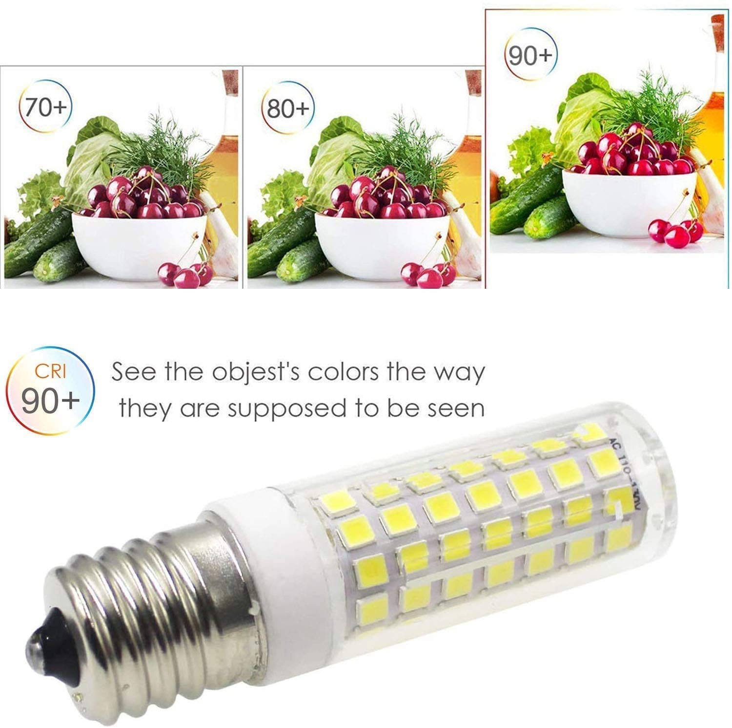 E17 LED Bulb for Microwave Oven Appliance, 8206232A Ceramic 75W Halogen Bulb Equivalent, Daylight White 6000K, Pack of 2