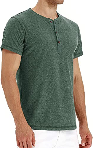 Sailwind Mens Henley Short/Long Sleeve T-Shirt Cotton Casual Shirt US Large VG Green