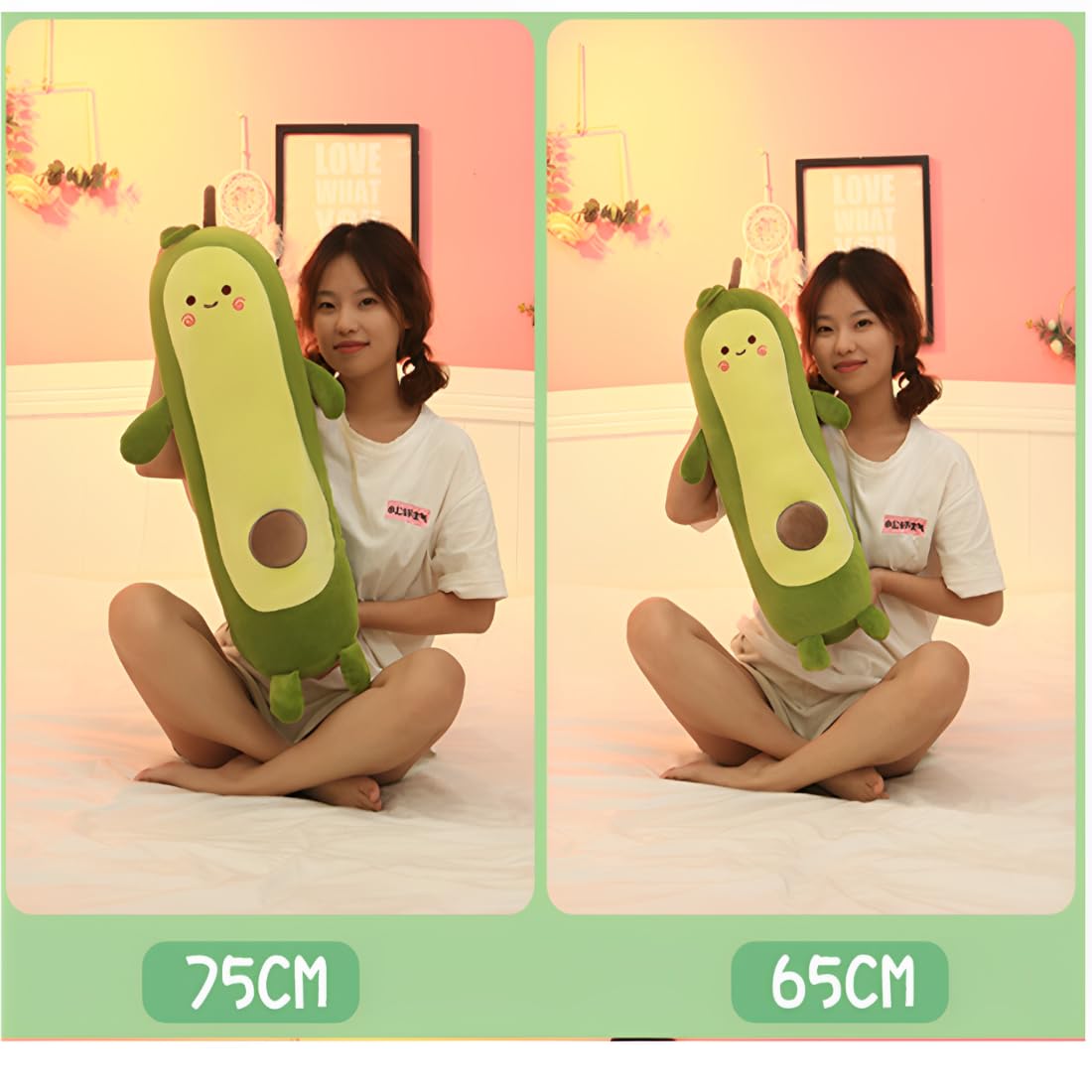 OPHRBU Cute Avocado Stuffed Plush Soft Hugging Pillow Toy,Plush Toy Doll Sleeping Pillow Doll Doll for Ideal Gift for Birthday, Valentine's Day, Christmas (27.5")