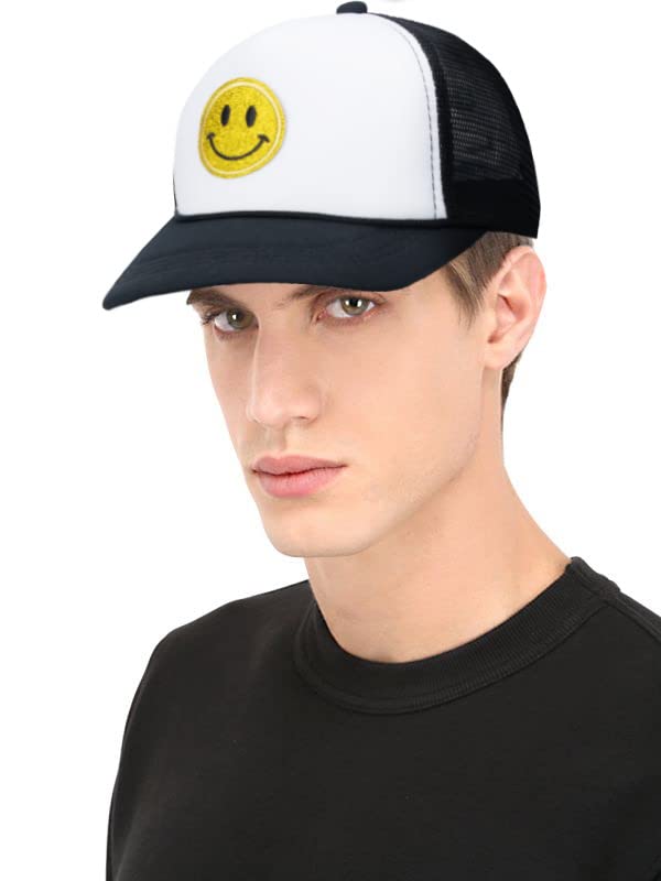 FGSS Smiley-Face Snapback-Trucker-Hat for Men Women - Adjustable Mesh Baseball Caps