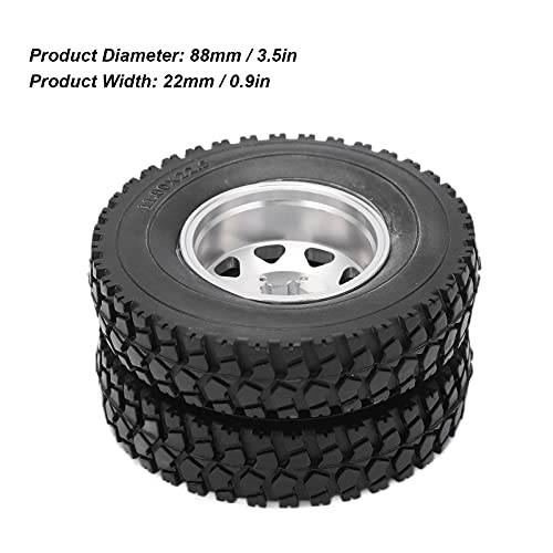 Drfeify RC Car Rear Rubber Loader Wheels,Durable Metal Alloy Rear Wheel Hub Rims Hub Upgrade Spare Parts Accessory Model car Accessories for 1/14 RC Trailer (Silver)