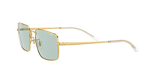 Ray-Ban Rb3669 Polarized Rectangular Sunglasses, Gold/Evolve Photochromic Green to Blue, 55 mm