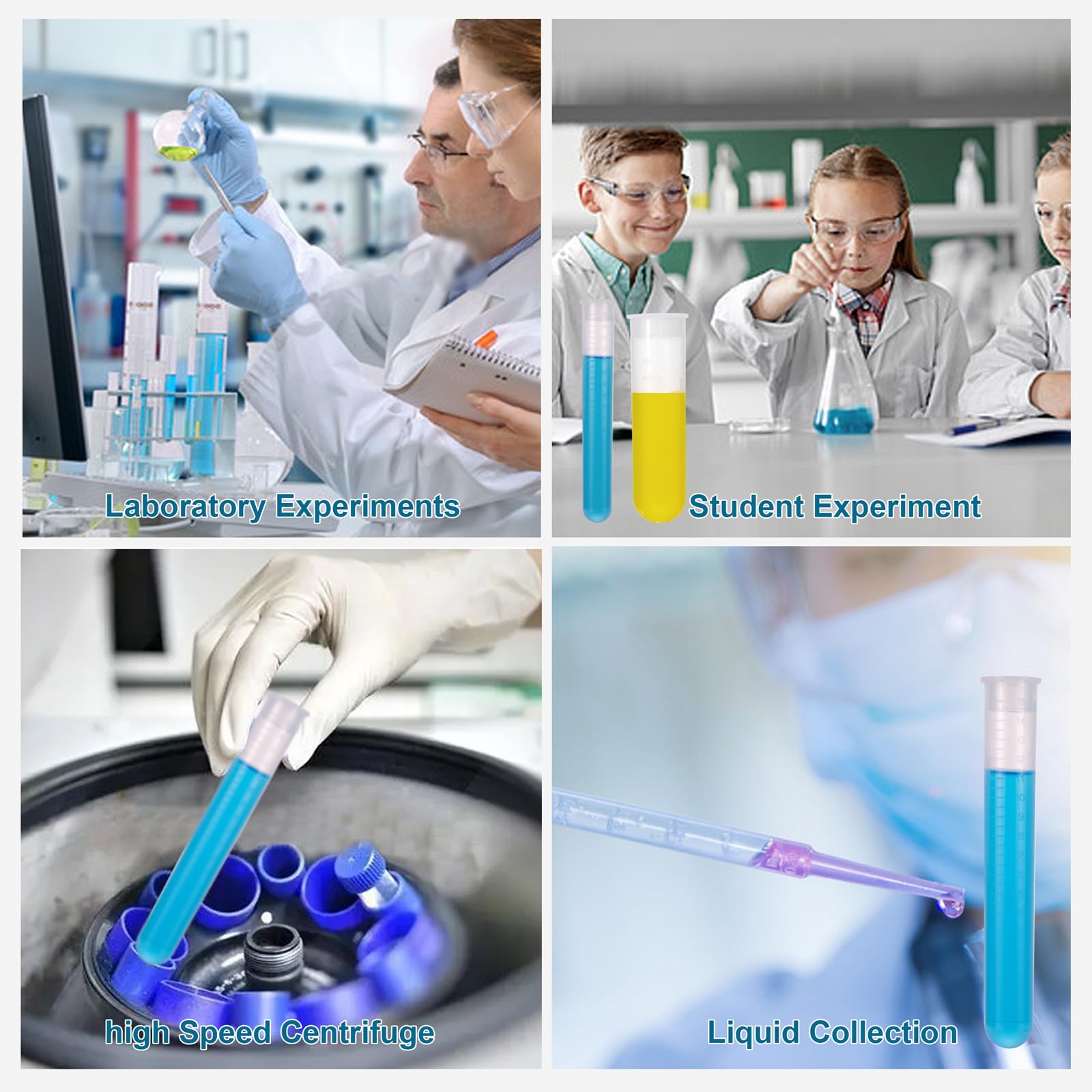 jiuwu 28 pcs centrifuge Tubes 1/2 oz Test Tubes with caps 5/3 oz Test Tubes with Rack(10 * 50 ml and 18 * 15 ml) for lab Tubes、Laboratory Supplies