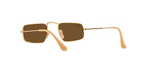 Ray-Ban RB3957 Julie Rectangular Sunglasses, Legend Gold/Polarized Brown, 49 mm