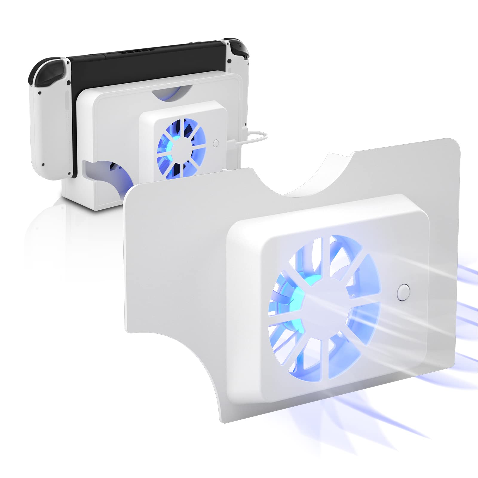 ECHZOVE Switch OLED Dock Fan, Cooling Fan for Nintendo Switch OLED, USB Powered - White
