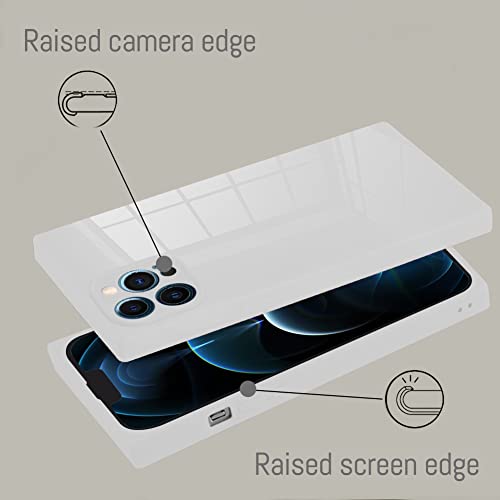 LSL for iPhone 12 Pro Max Case Square White Soft TPU Bumper Anti-Drop Anti-Scratch Shock Absorption Protective Wireless Slim Cover Compatible with iPhone 12 Pro Max 6.7 Inch for Women Girls Men