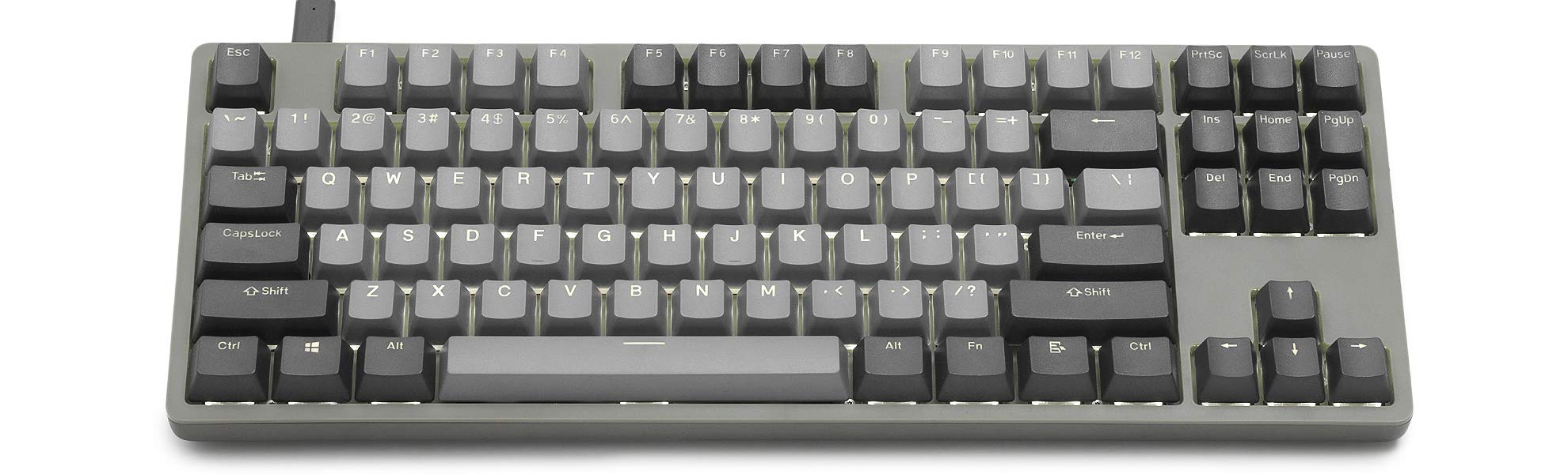 DROP ENTR Mechanical Keyboard — Tenkeyless Anodized Aluminum Case, Doubleshot Shine-Through PBT Keycaps, N-Key Rollover, USB-C, White Backlit LED, Tactile Switches (Green/Gray, Halo True)