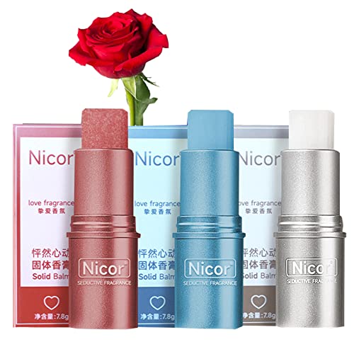 Grospe 3PCS Solid Balm Sets Solid Perfume Portable Pocket Balm Perfume Perfect for Travel Use Natural Fragrance Parfum for Men and Women (A)