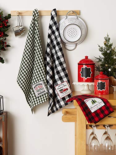 DII Holiday Kitchen Towels Embroidered Dish Towel Set, 18x28, Tree Farm, 3 Piece