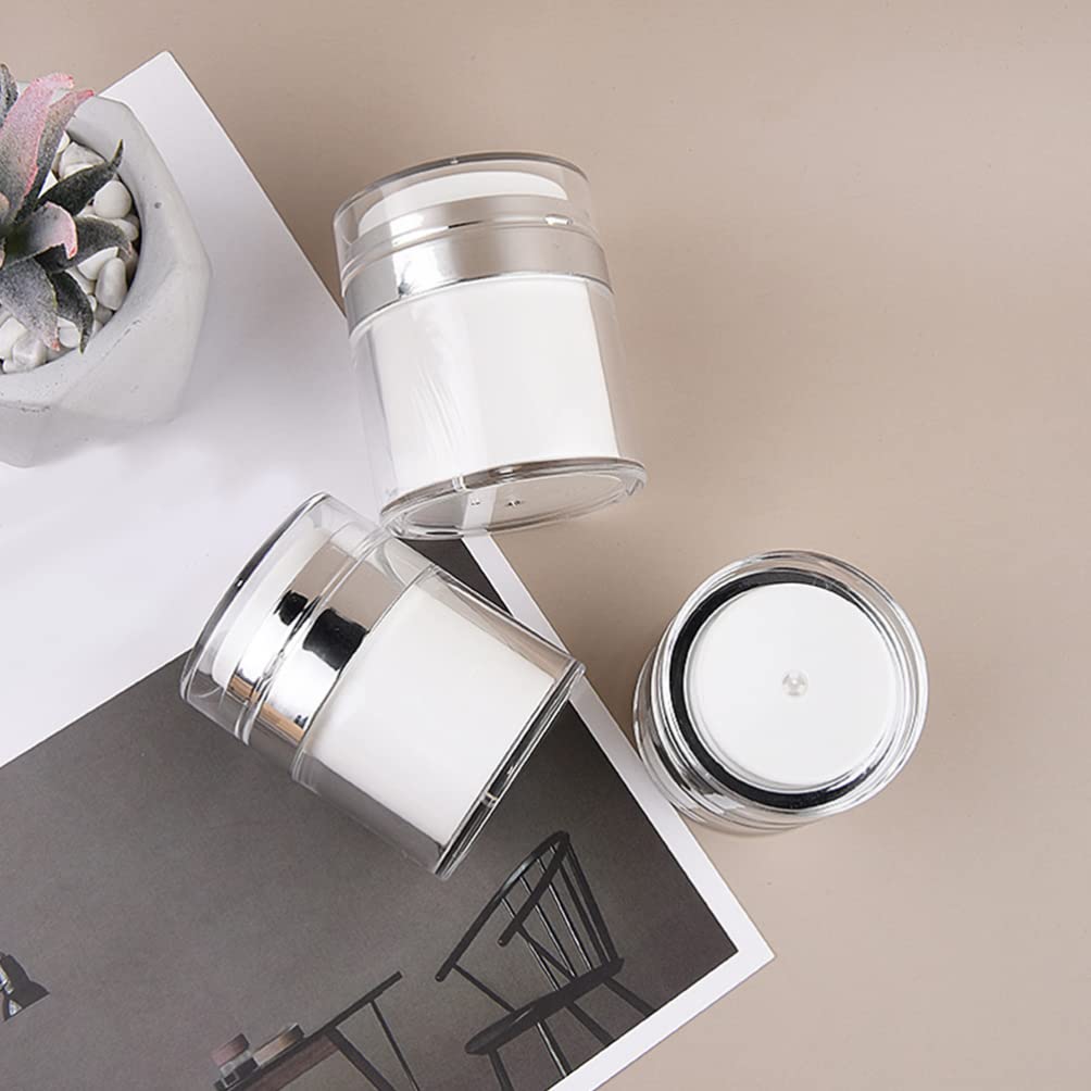 FRCOLOR Airless Pump Bottle 2pcs 50ML Empty Airless Pump Bottles Refillable Vacuum Press Face Cream Jars Lotion Foundation Cosmetic Container Lotion Box for Makeup Lotion Cream Jar Vacuum Bottle