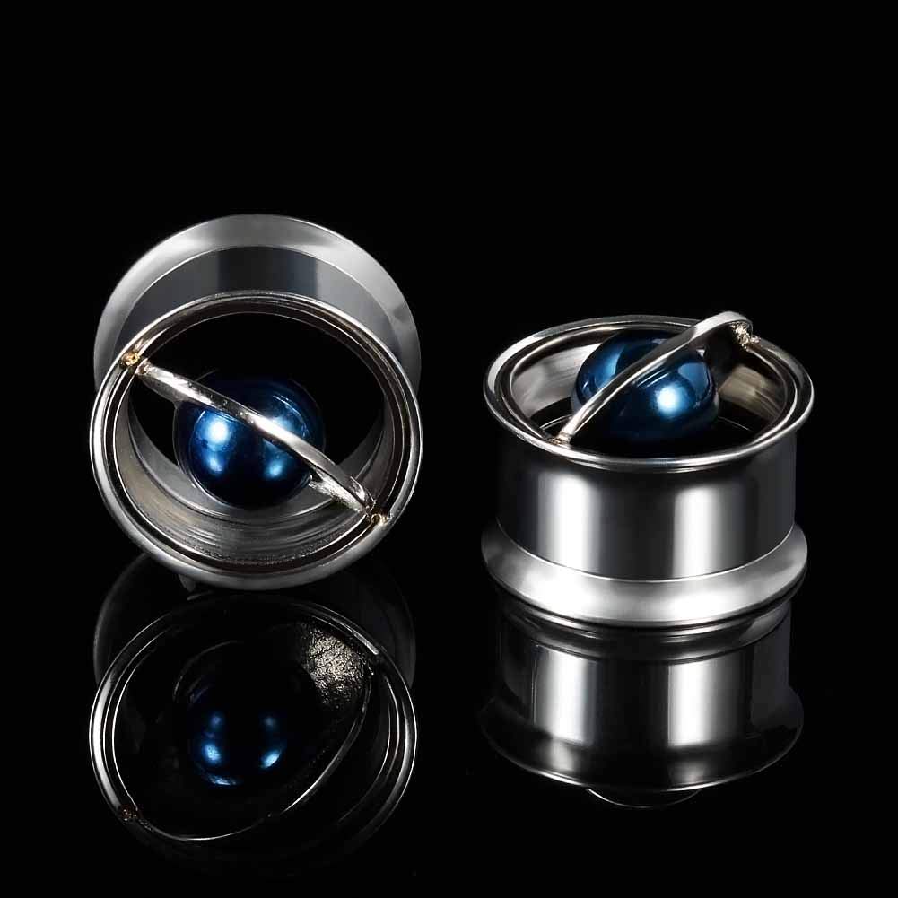COOEAR Surgical Steel Ear Gauges Cool Planet Tunnels and Plugs Piercing Elegante Stretchers Earrings Size 0g(8mm) to 5/8 inch(16mm)