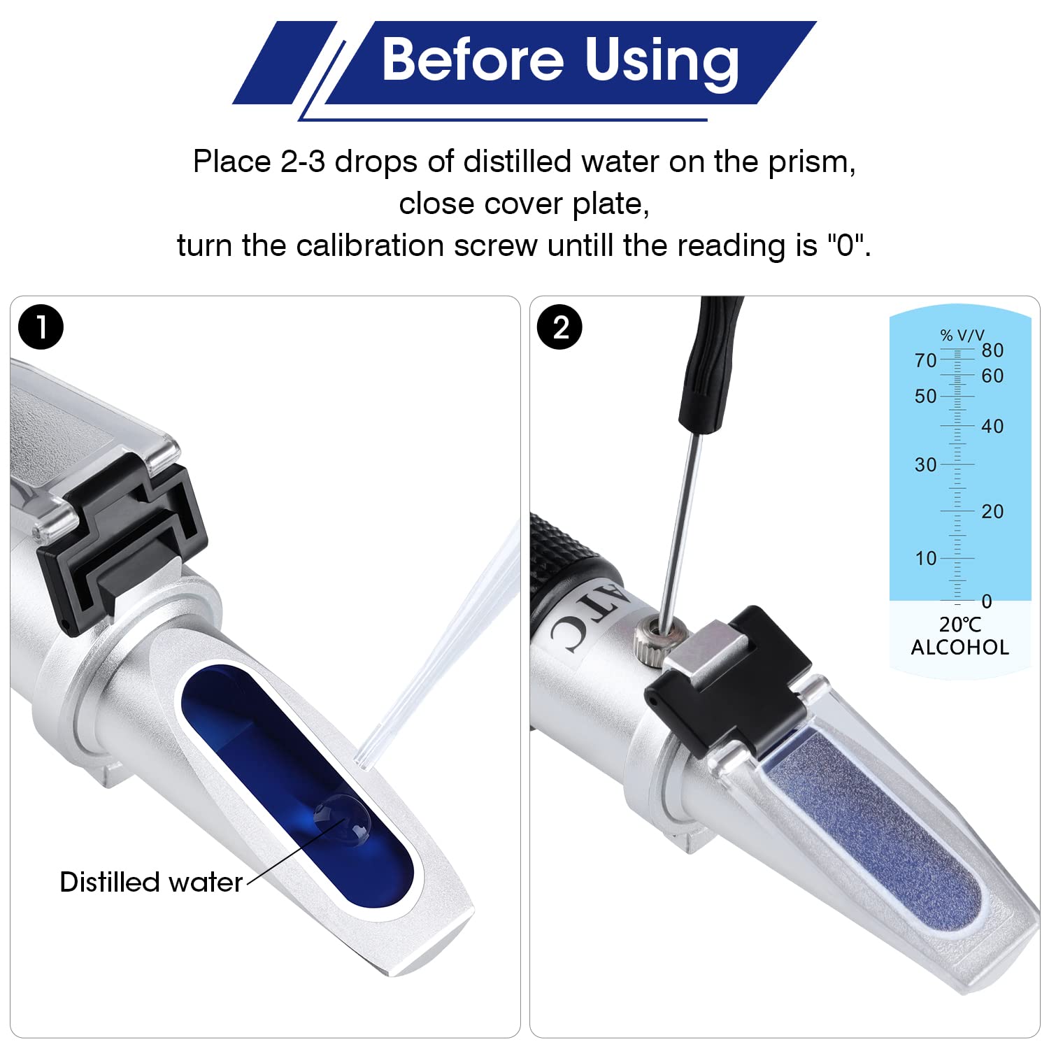 Optical Hydrometer Optical Brix Refractometer for Wine Making, Dual Scale - Brix 0-40% & Alcohol 0-25% Vol, Wine Refractometer for Measuring Sugar Content and Predicting Wine Alcohol Degree