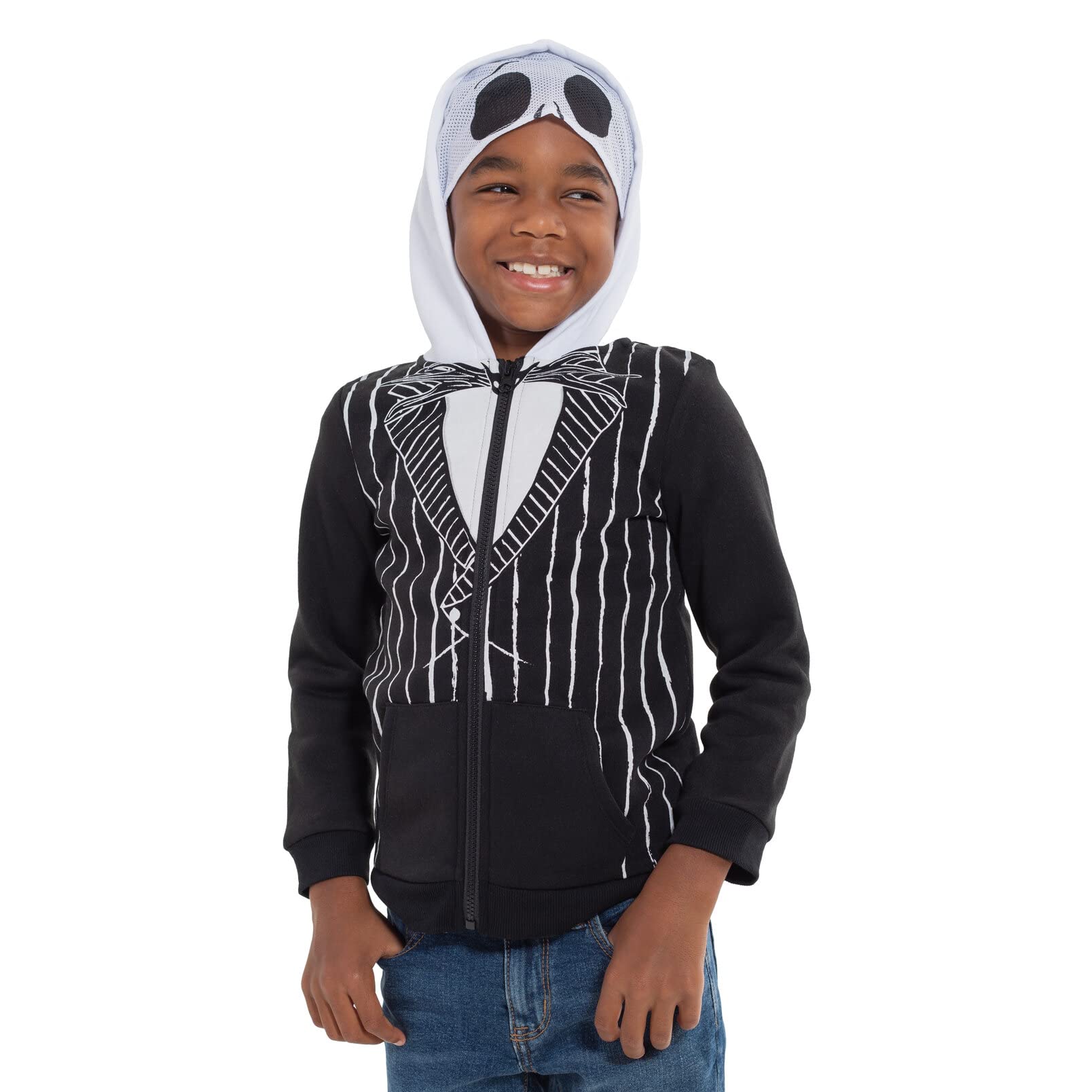 Disney Nightmare Before Christmas Jack Skellington Little Boys Fleece Zip Up Hoodie 7-8
