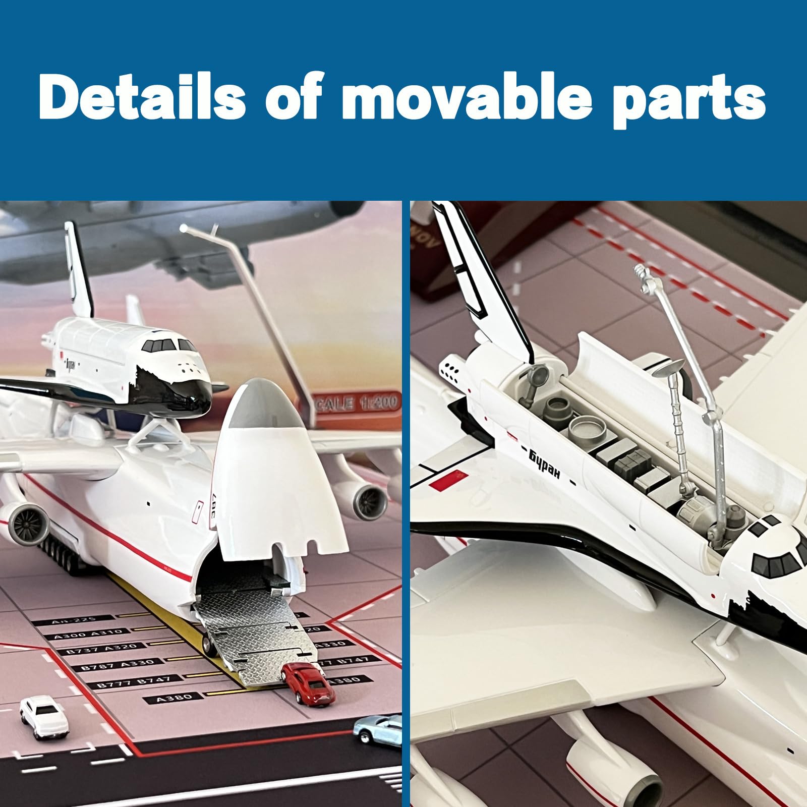 Mahfisj 1:200 Scale AN225 Model Airplane,Openable Cabin, 17-inch Length, Resin Aircraft Model Toy for Gifts and Collections (an225-2)