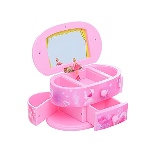 Musical Jewelry Box for Little Girls,Ballerina Musical Box Storage Case for Kids,Children's Jewelry Boxes Christmas Birthday Presents Dance Toy Gift,Necklace Drawer with Mirror Musical Jewelry Box